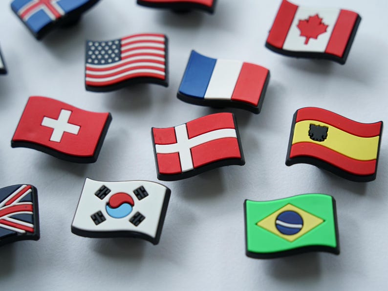 Soft Silicone PVC Charms Flag Nation Shoe Clog Charm, Flags, Travel ...