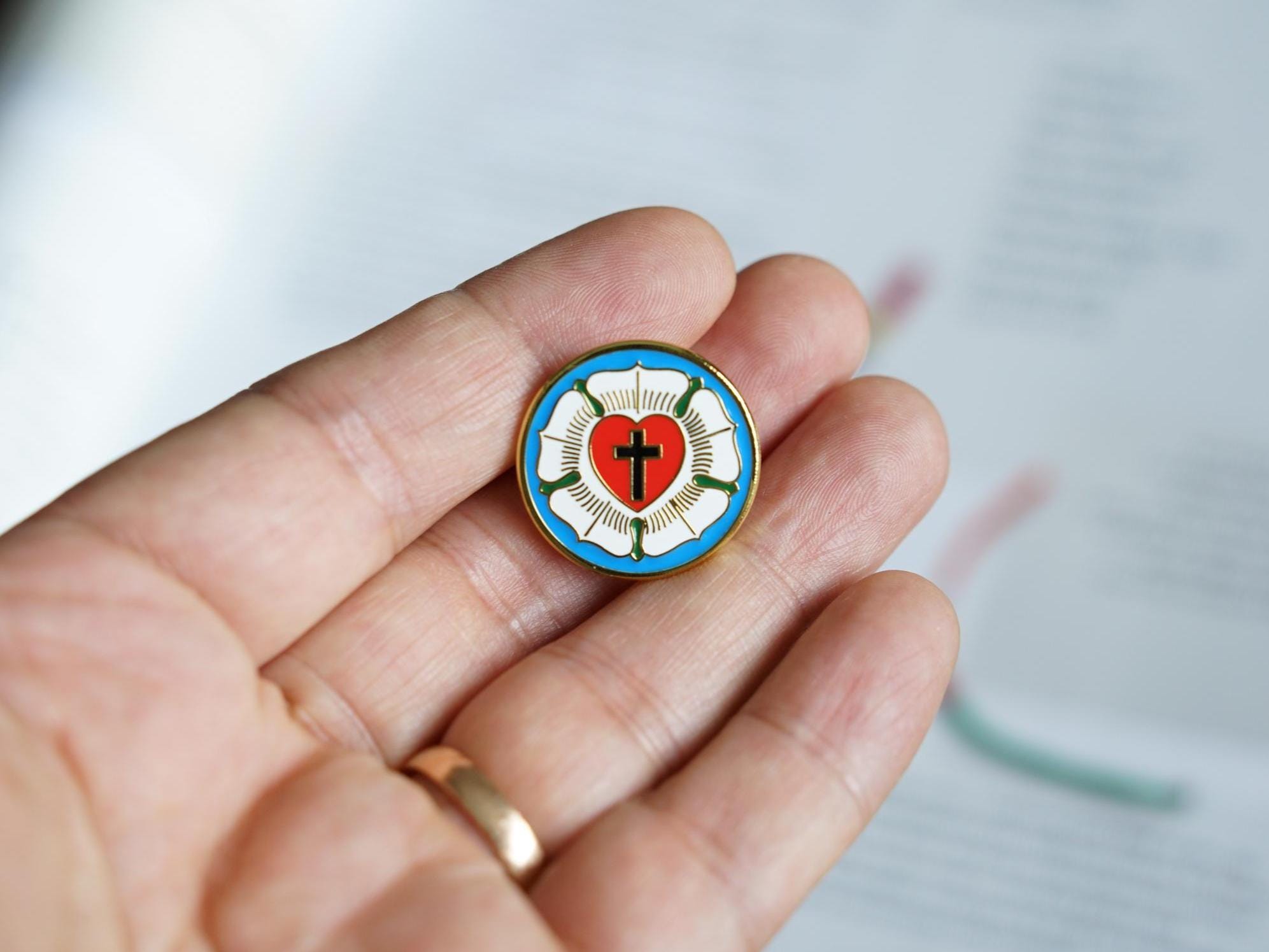 Lutheran Luther Rose Cross Religious Enamel Pin - Etsy
