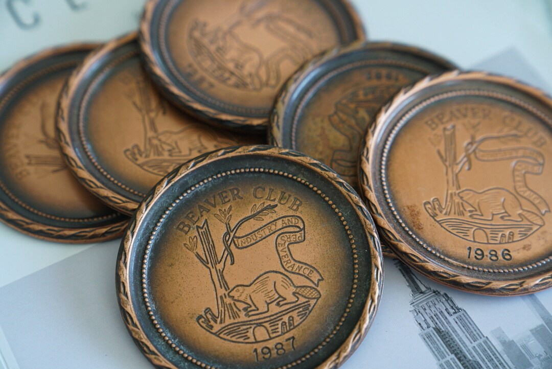 1980s Beaver Club Copper Plaque Set of 6 - Etsy