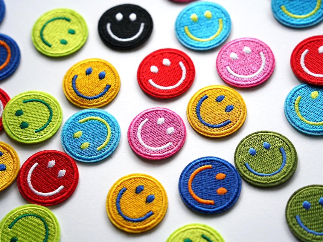 Smile Face Patch Happy Face Embroidered Iron-on Applique - Etsy