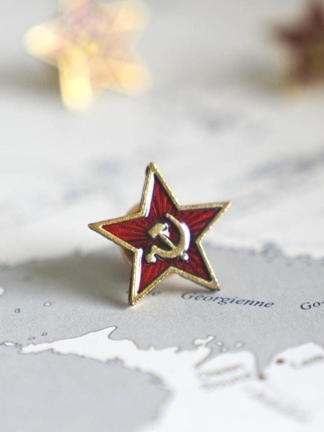 Soviet USSR Red Star With Hammer and Sickle Badge Insignia - Etsy
