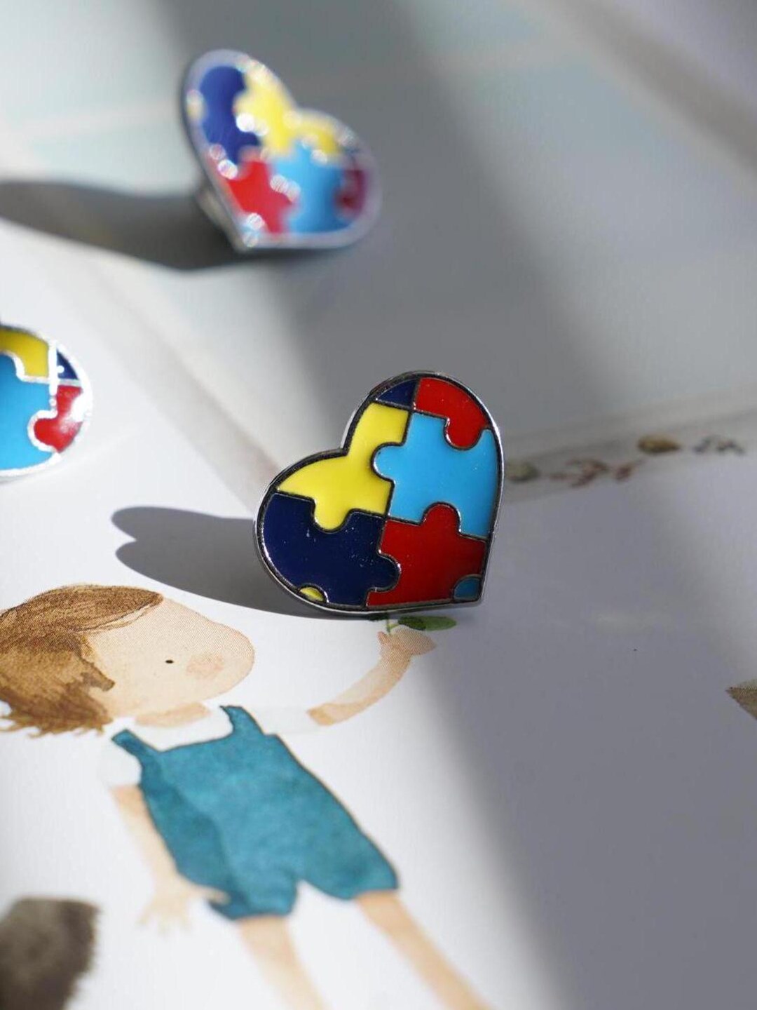 Autism Awareness Pin: Heart Puzzle Enamel Pin - Etsy