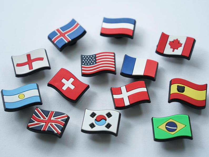 Soft Silicone PVC Charms Flag Nation Shoe Clog Charm, Flags, Travel ...