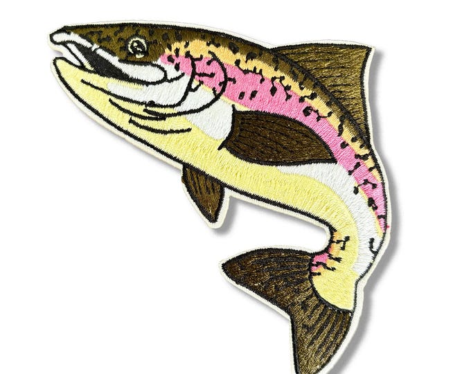 Embroidered Wool Salmon Patch, Salmon Patch - Etsy