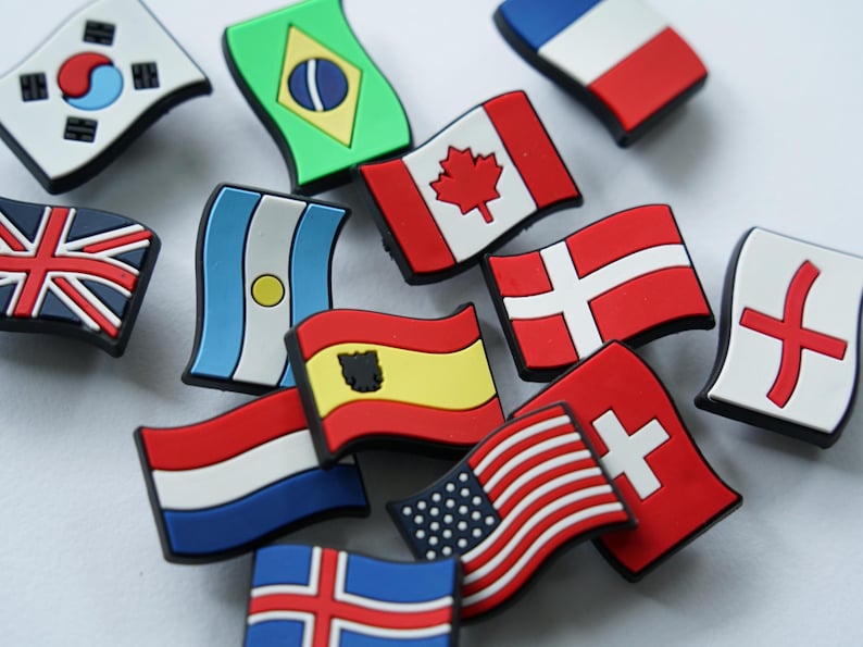Soft Silicone PVC Charms Flag Nation Shoe Clog Charm, Flags, Travel ...