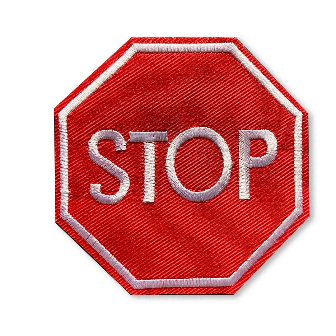 Stop Sign Embroidered Patch: Road Safety Badge, Iron on or Sew On - Etsy