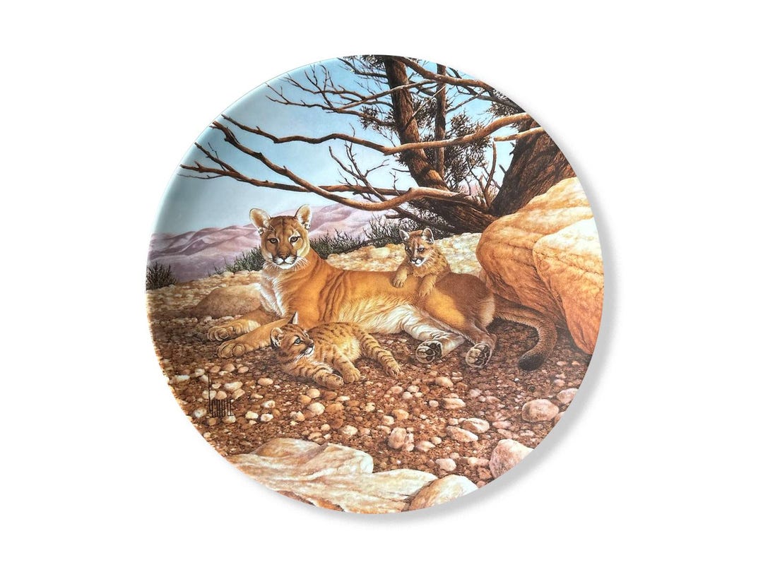 1989 Knowles Collector Plate, Lee Cable Cougar Art - Etsy