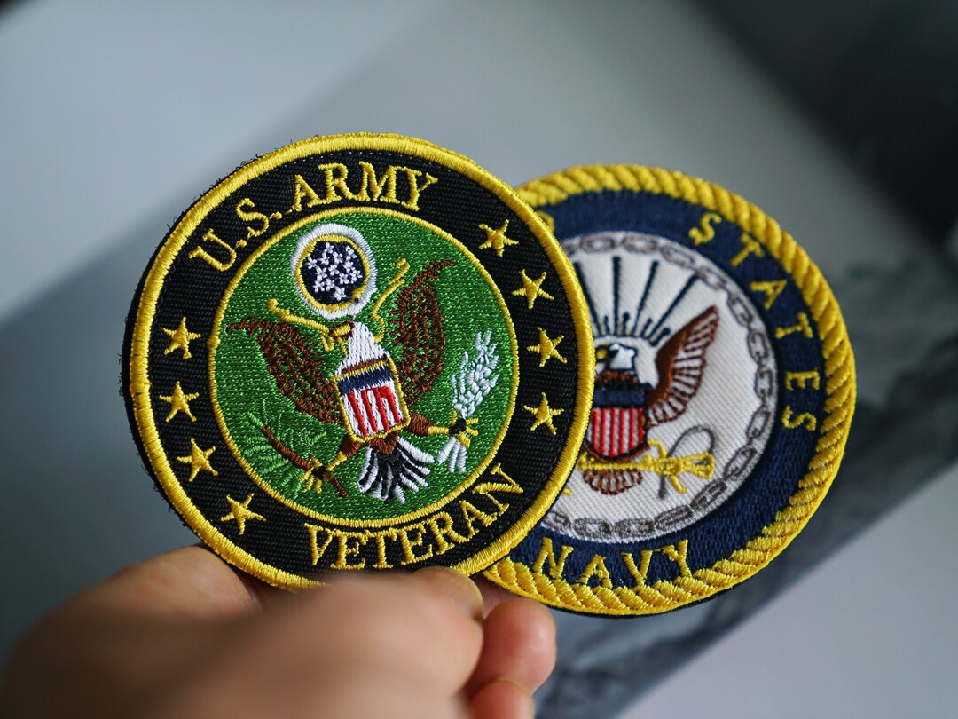 Embroidered Military Veteran Patch: Army, Navy - Hook and Loop Badge - Etsy