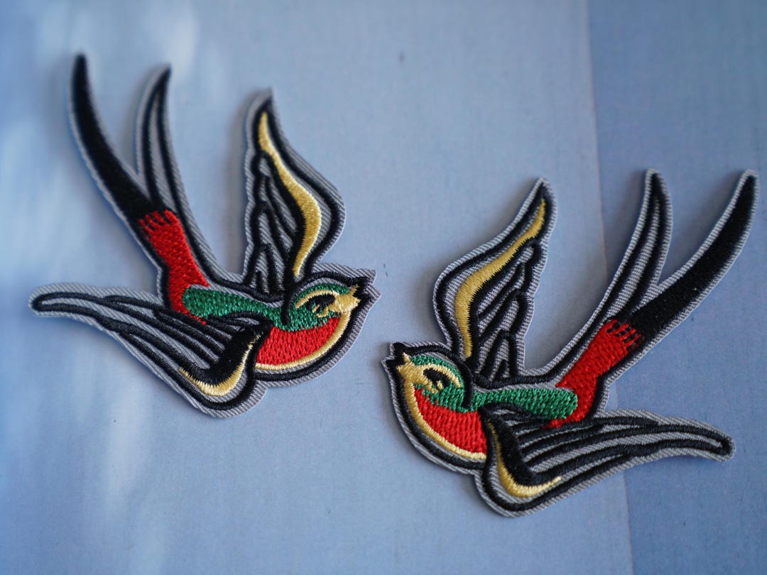 Pair Colorful Swallow Bird Embroidered Iron on Patches 3.5"x2.5" - Etsy