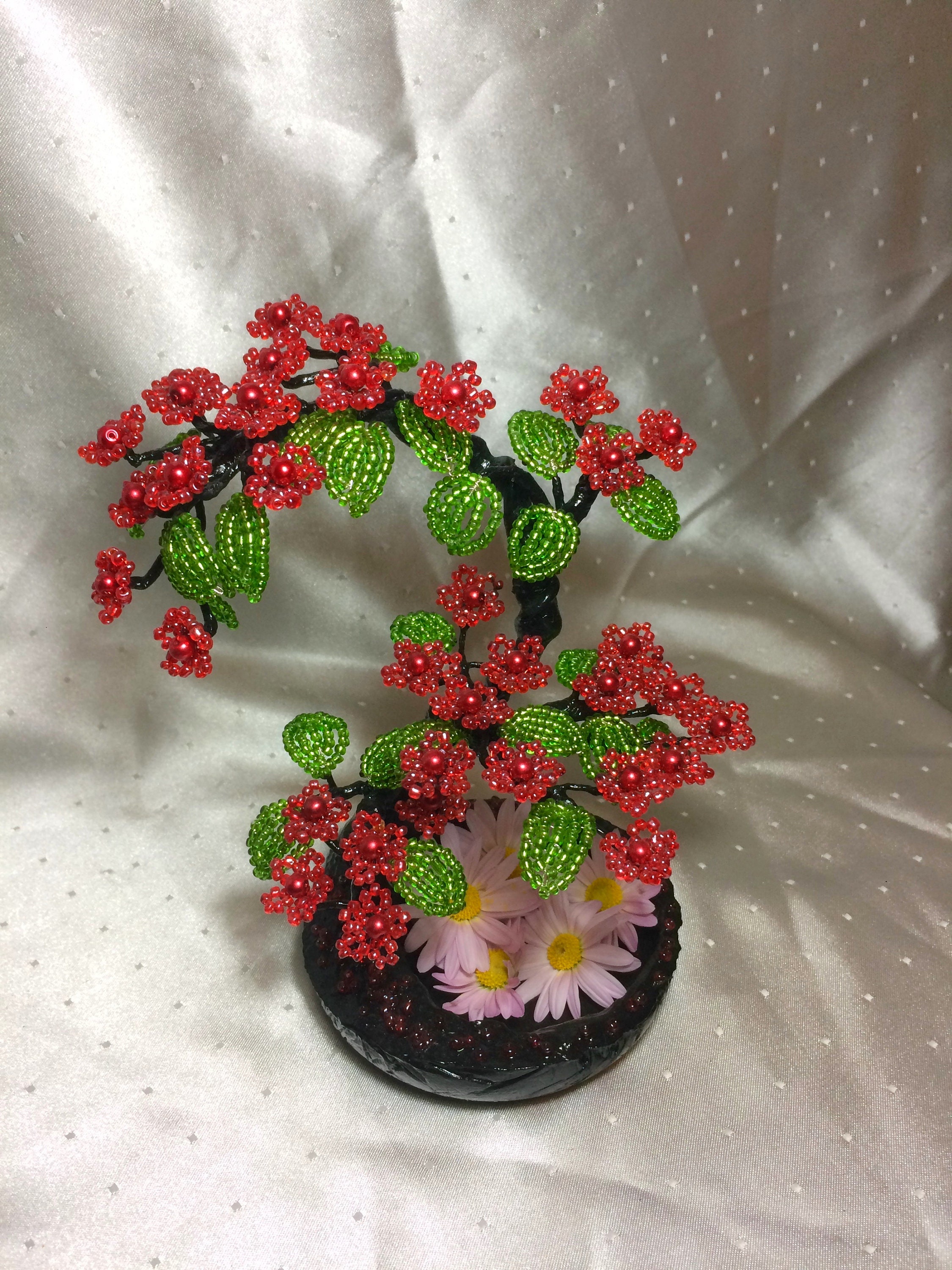 Tree of Beads for Home Decor - Wire Tree Sculpture - Beaded Tree Gift ...