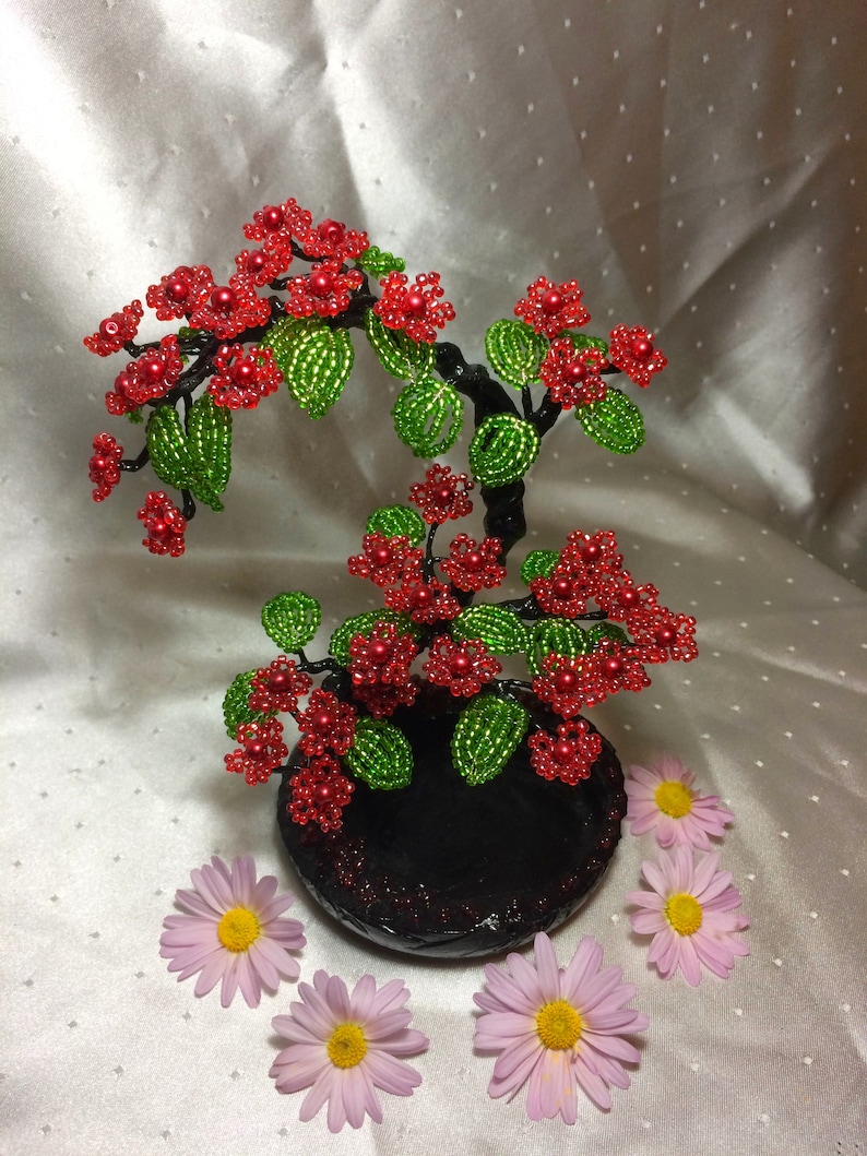 Tree of Beads for Home Decor - Wire Tree Sculpture - Beaded Tree Gift ...