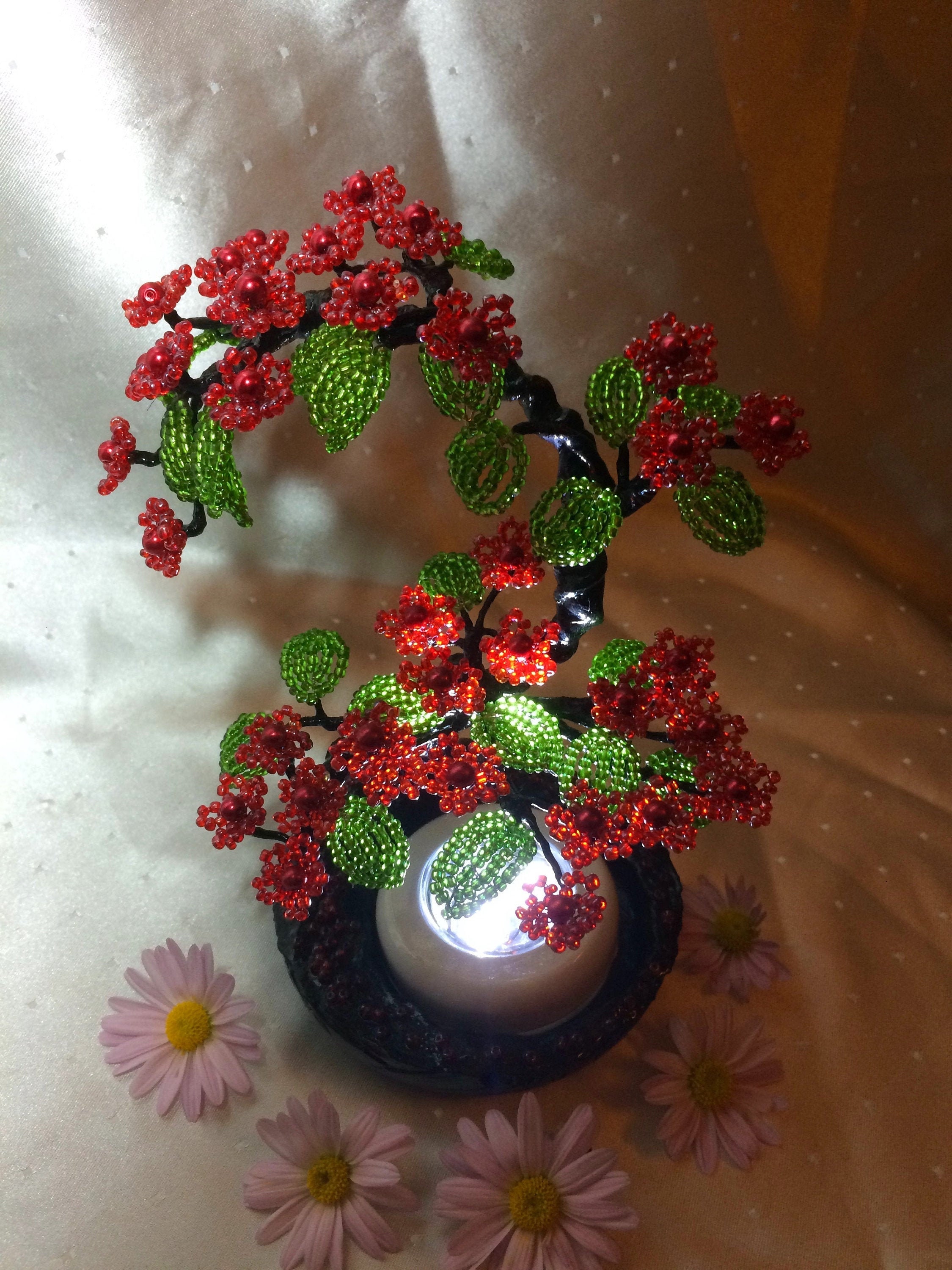 Tree of Beads for Home Decor - Wire Tree Sculpture - Beaded Tree Gift ...