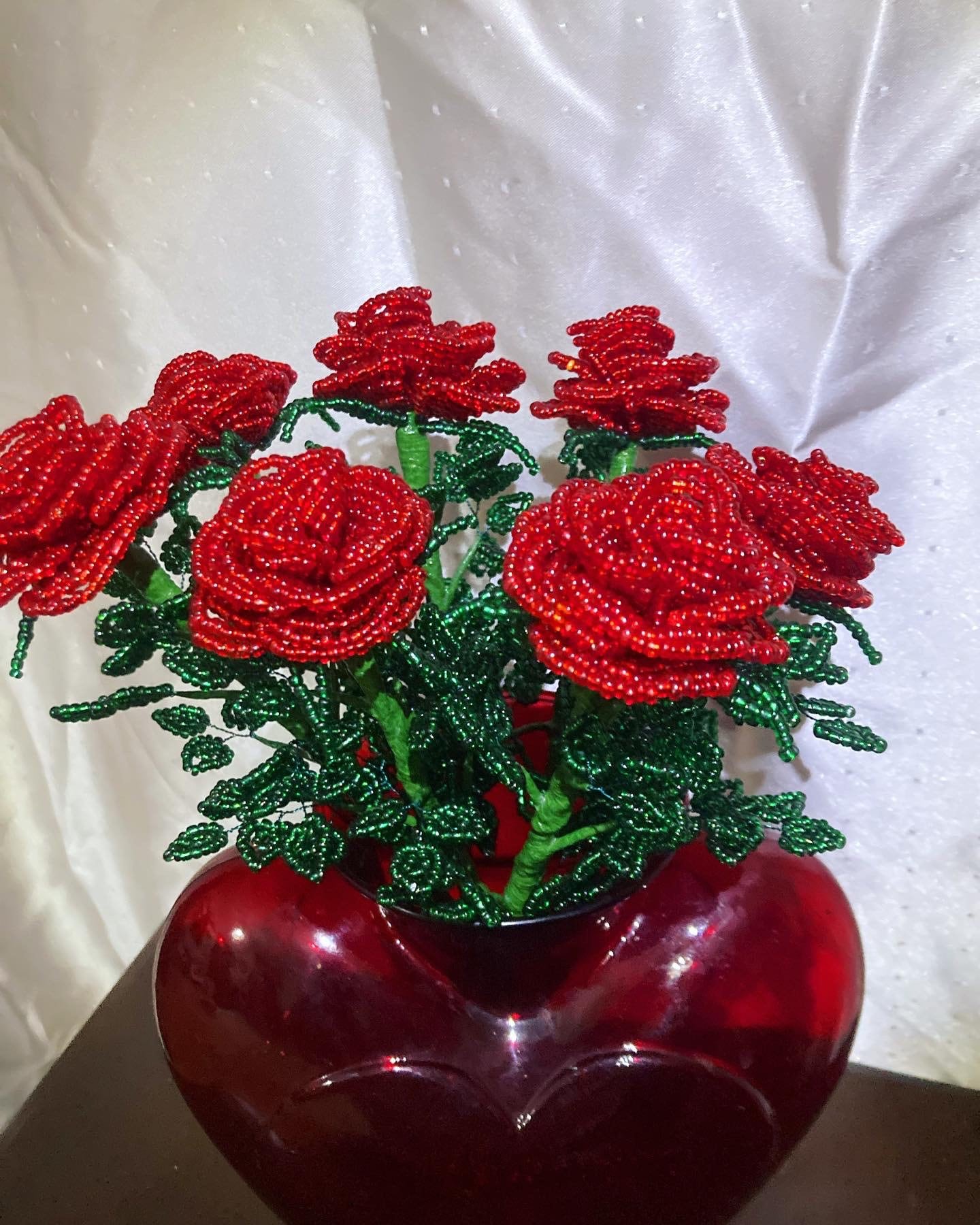 Beaded Wire Roses for Vases - Home Decor Flowers Arrangement - Crystal ...