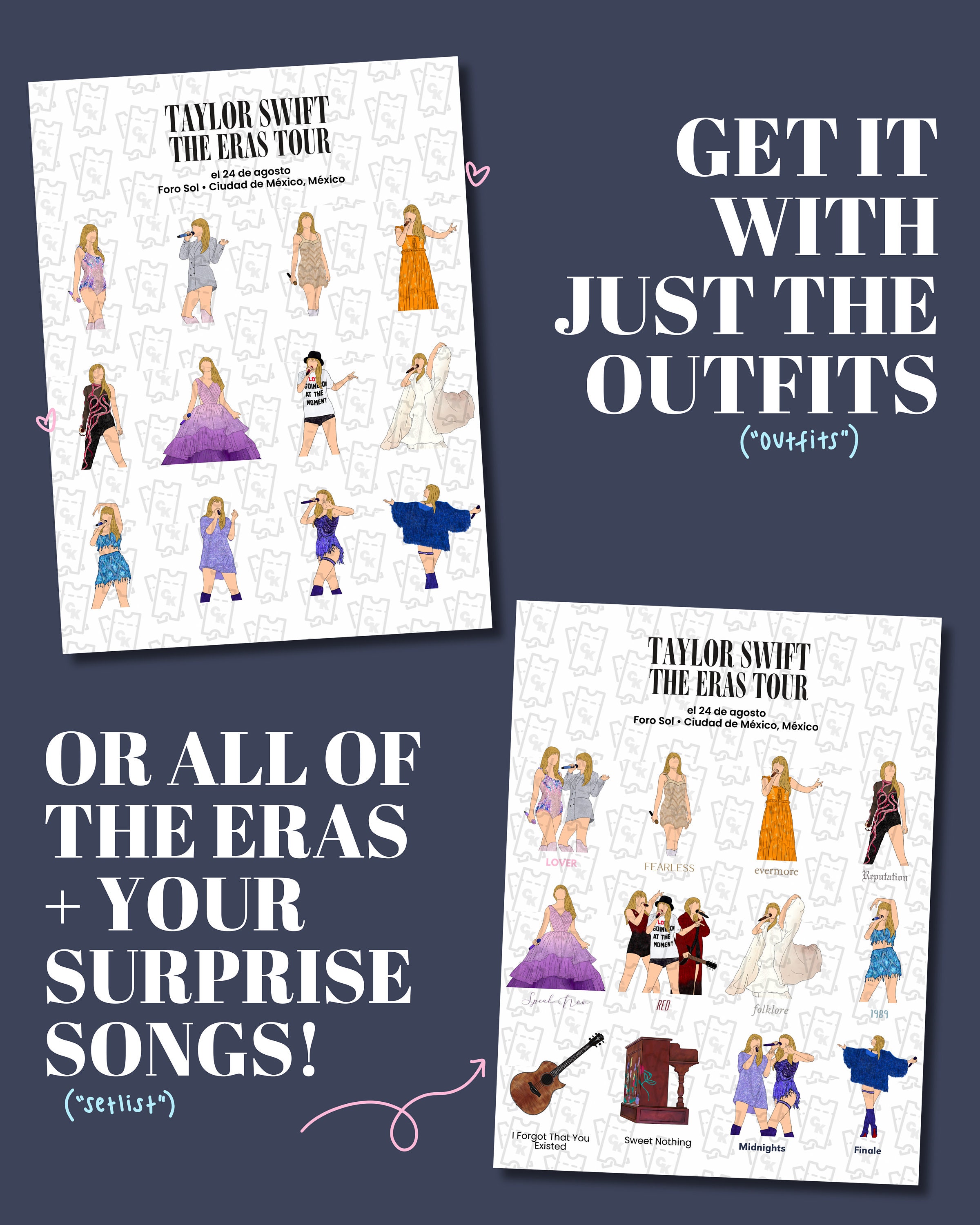 Taylor Swift Eras Tour Outfits Poster ANY SHOWS, Custom, Printable - Etsy