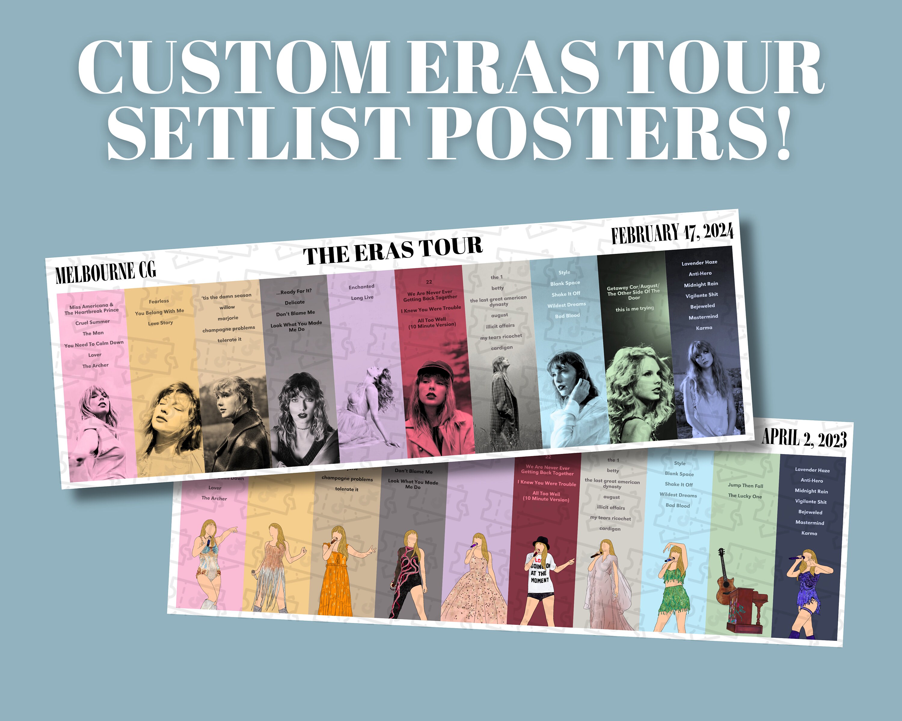 Taylor Swift Eras Tour Setlist Poster ALL SHOWS, Custom, Printable - Etsy