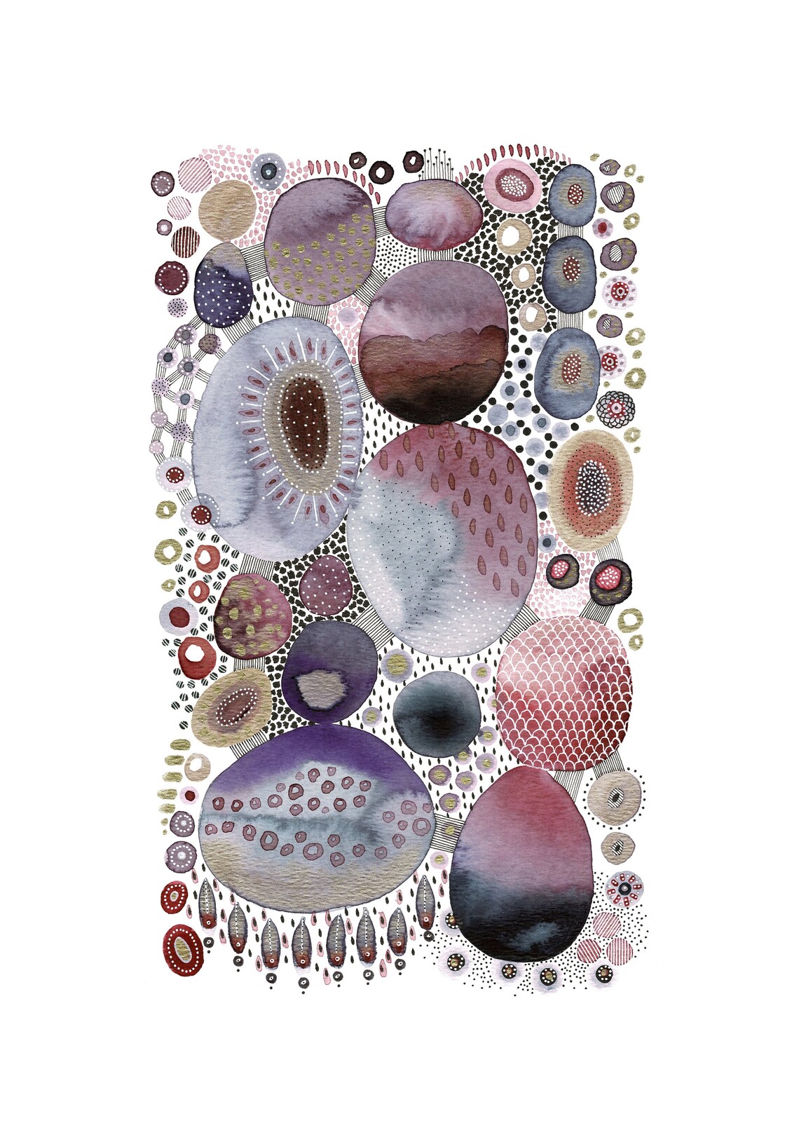 A3 Giclée Print - Purple Puddles Abstract Watercolour - Etsy