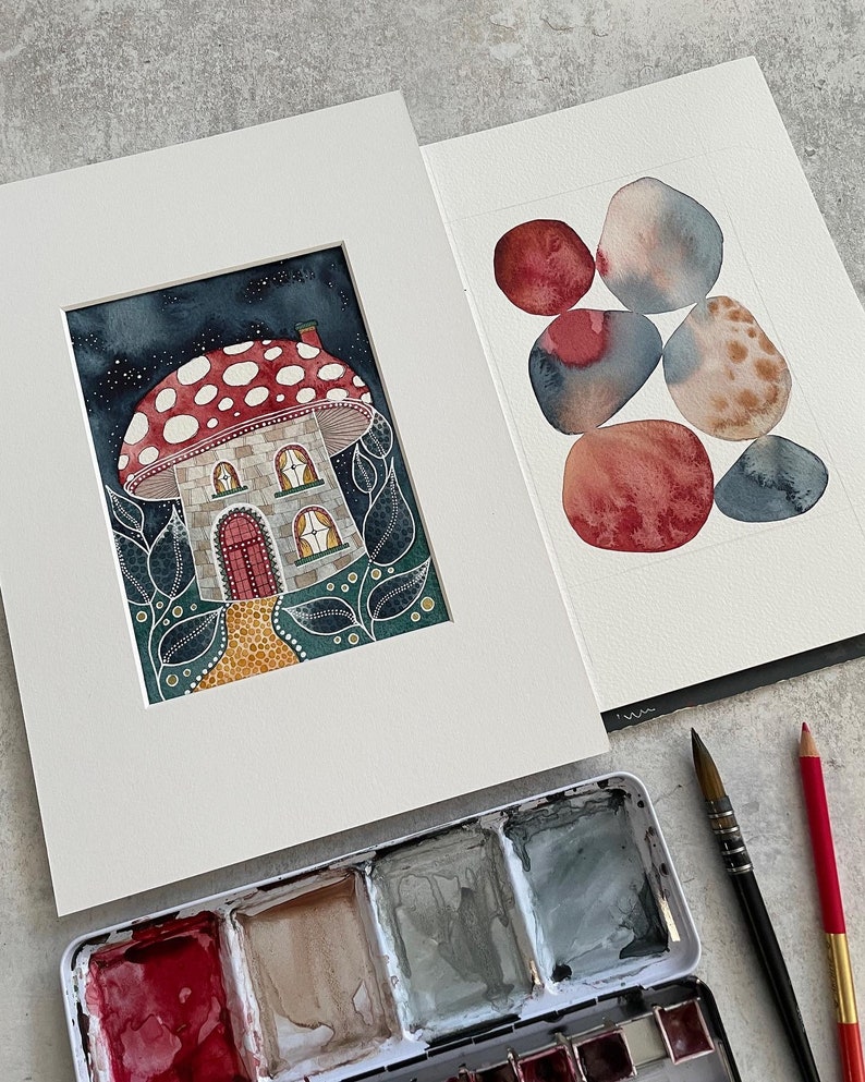 A4 Giclée Print Toadstool House Print Toadstool Print | Etsy