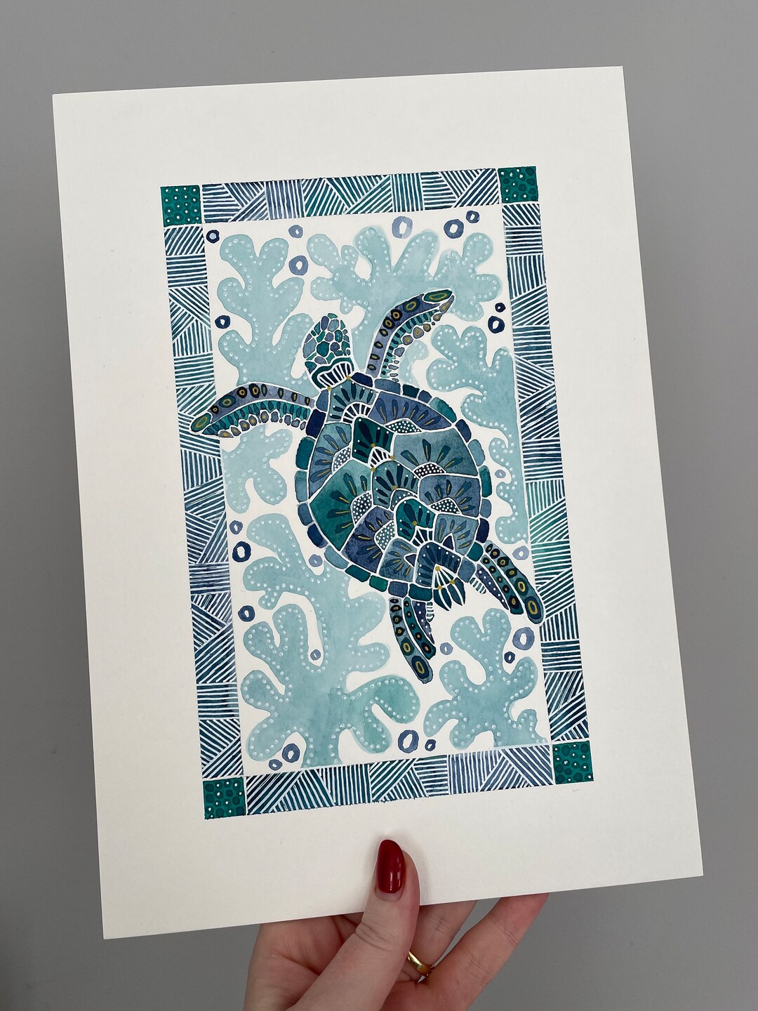 A4 Giclée Print - Turtle Watercolour, Baby Turtle Art Print, Ocean Watercolour Art Print, Turtle ...