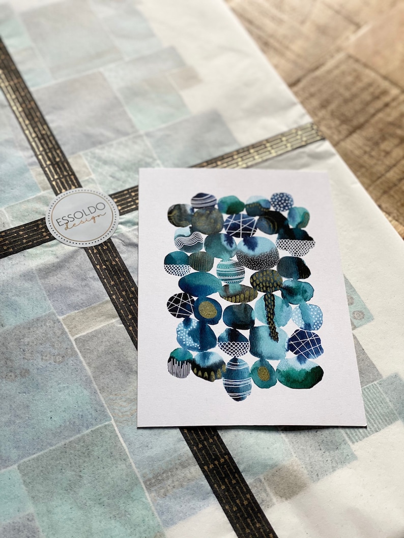 A3 Giclée Print - Aqua Squares Watercolour - Etsy UK