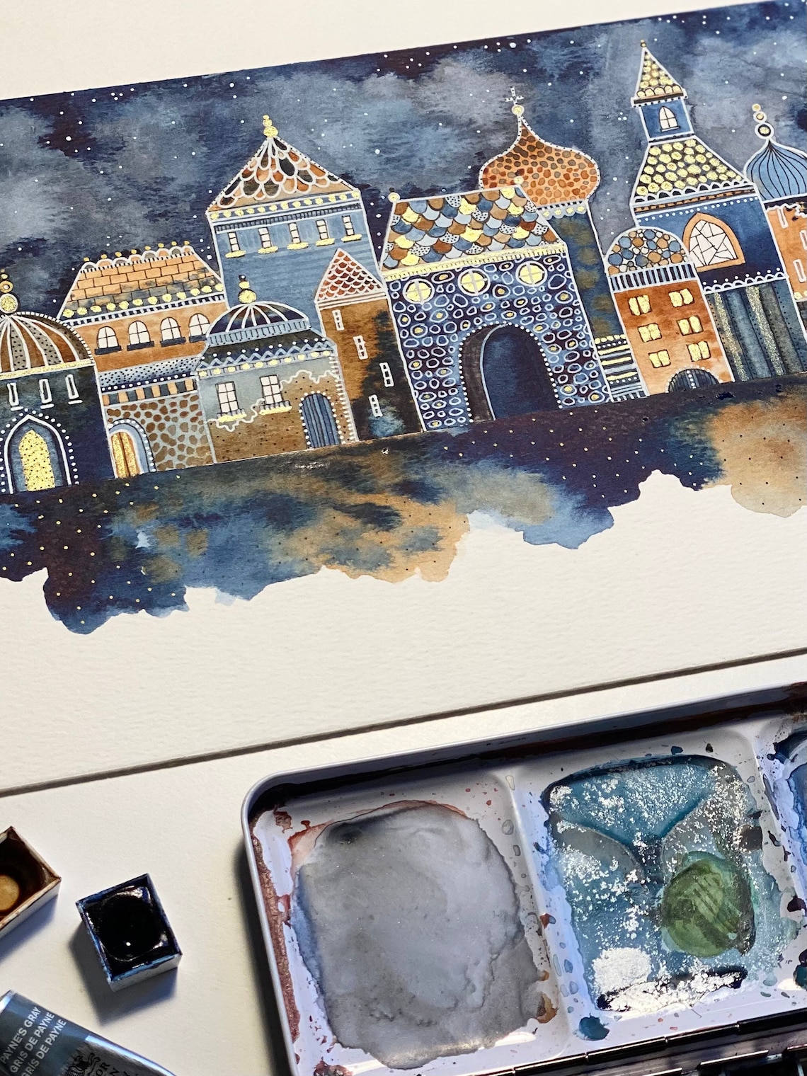 A4 Giclée Print Arabian Town Watercolour Arabian Print - Etsy