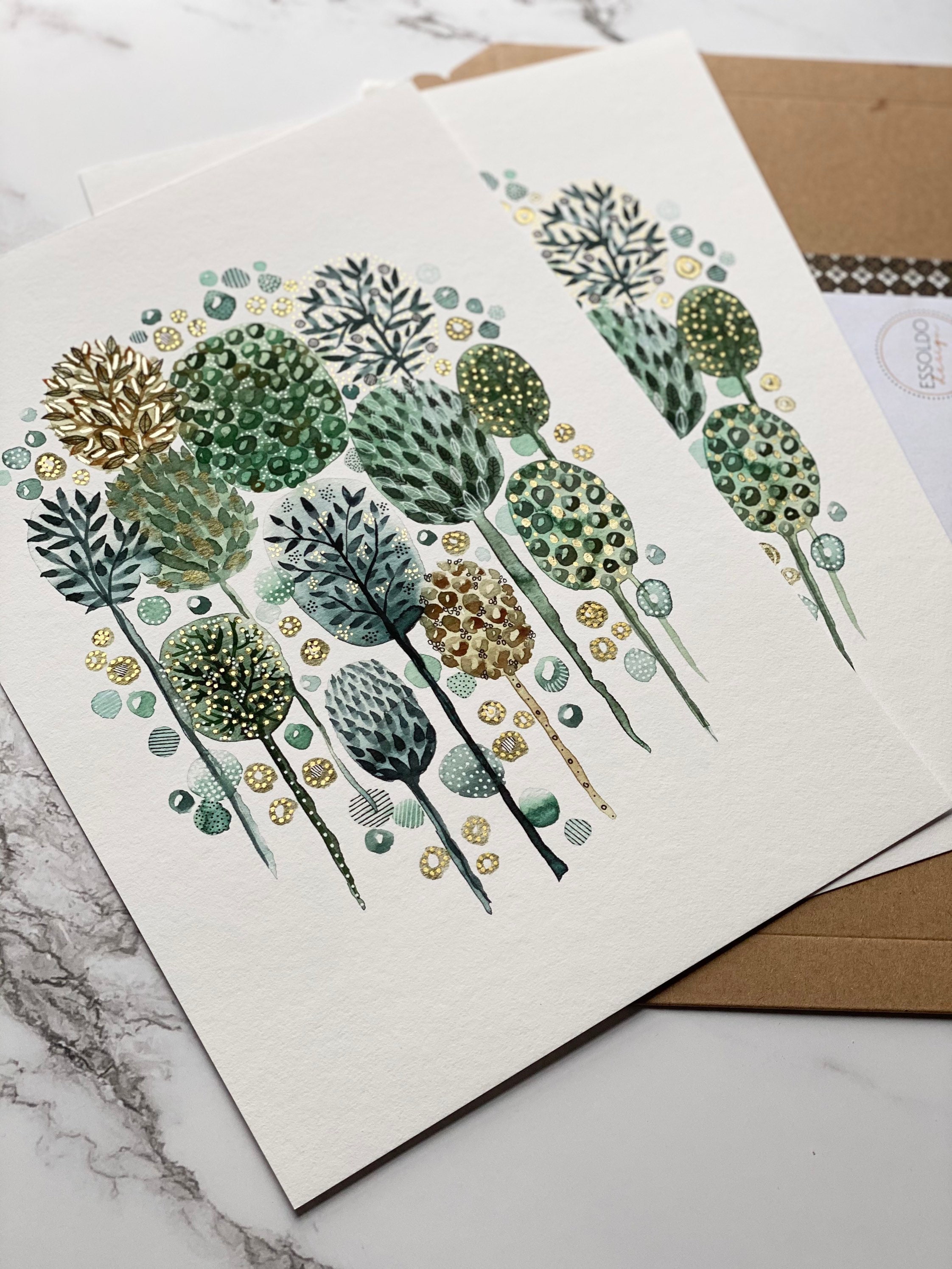 A4 Giclée Print Abstract Tiny Trees - Etsy