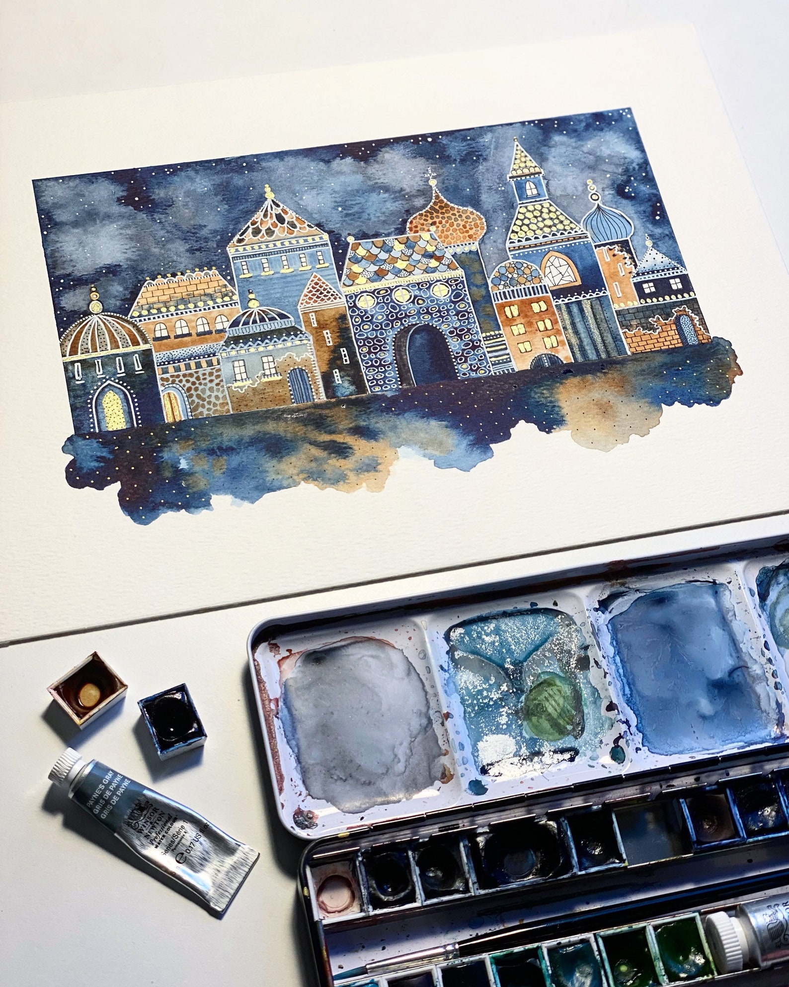 A4 Giclée Print Arabian Town Watercolour Arabian Print | Etsy