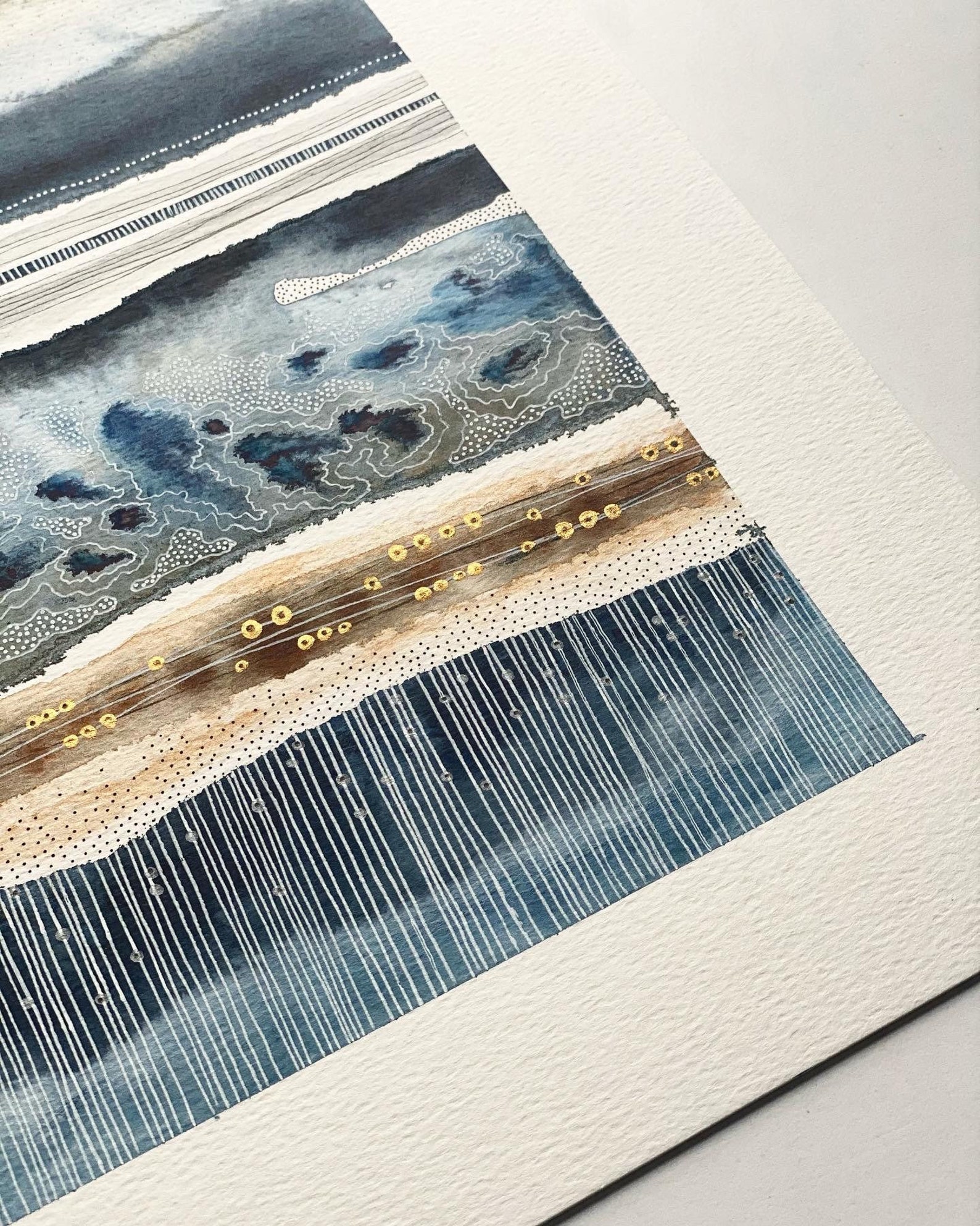 A3 Giclée Print Stormy Skies Stripe Watercolour - Etsy