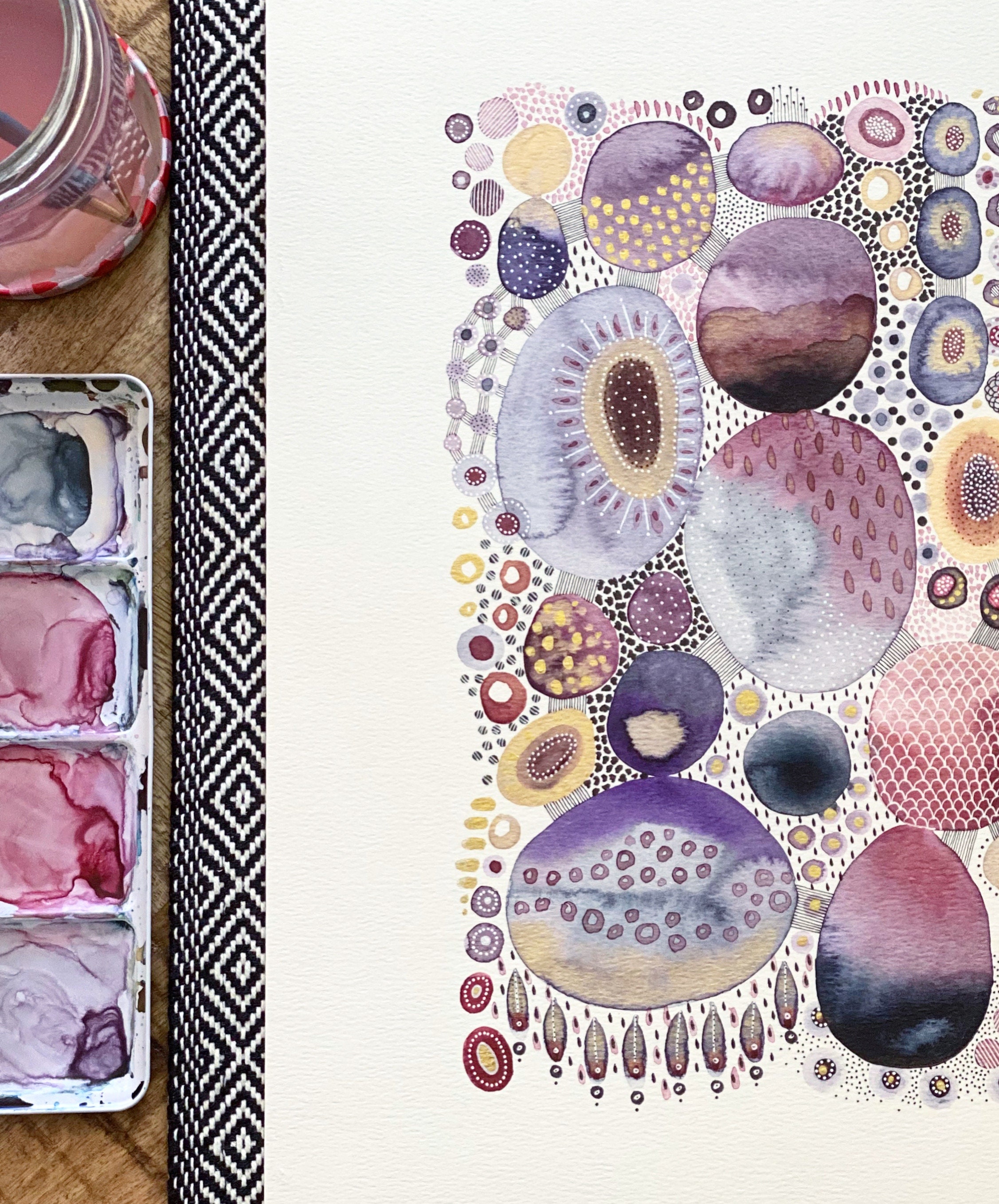 A3 Giclée Print - Purple Puddles Abstract Watercolour - Etsy