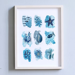 A4 Giclée Print - Underwater Treasure Print, Underwater Abstract ...