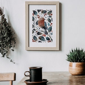 A4 Giclée Print - Winter Robin Watercolour, Bird Art Print, Robin ...