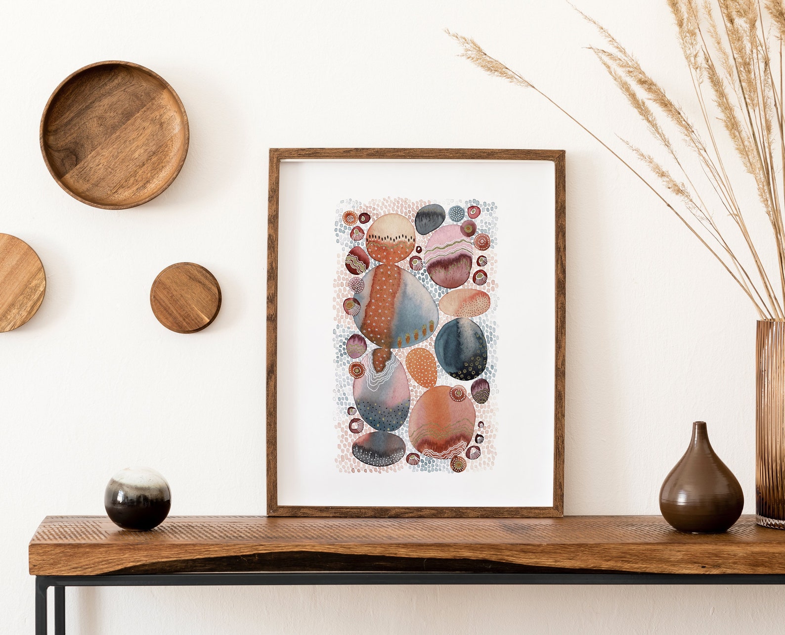 A4 Giclée Print Spice Jewel Pebble Abstract Watercolour - Etsy