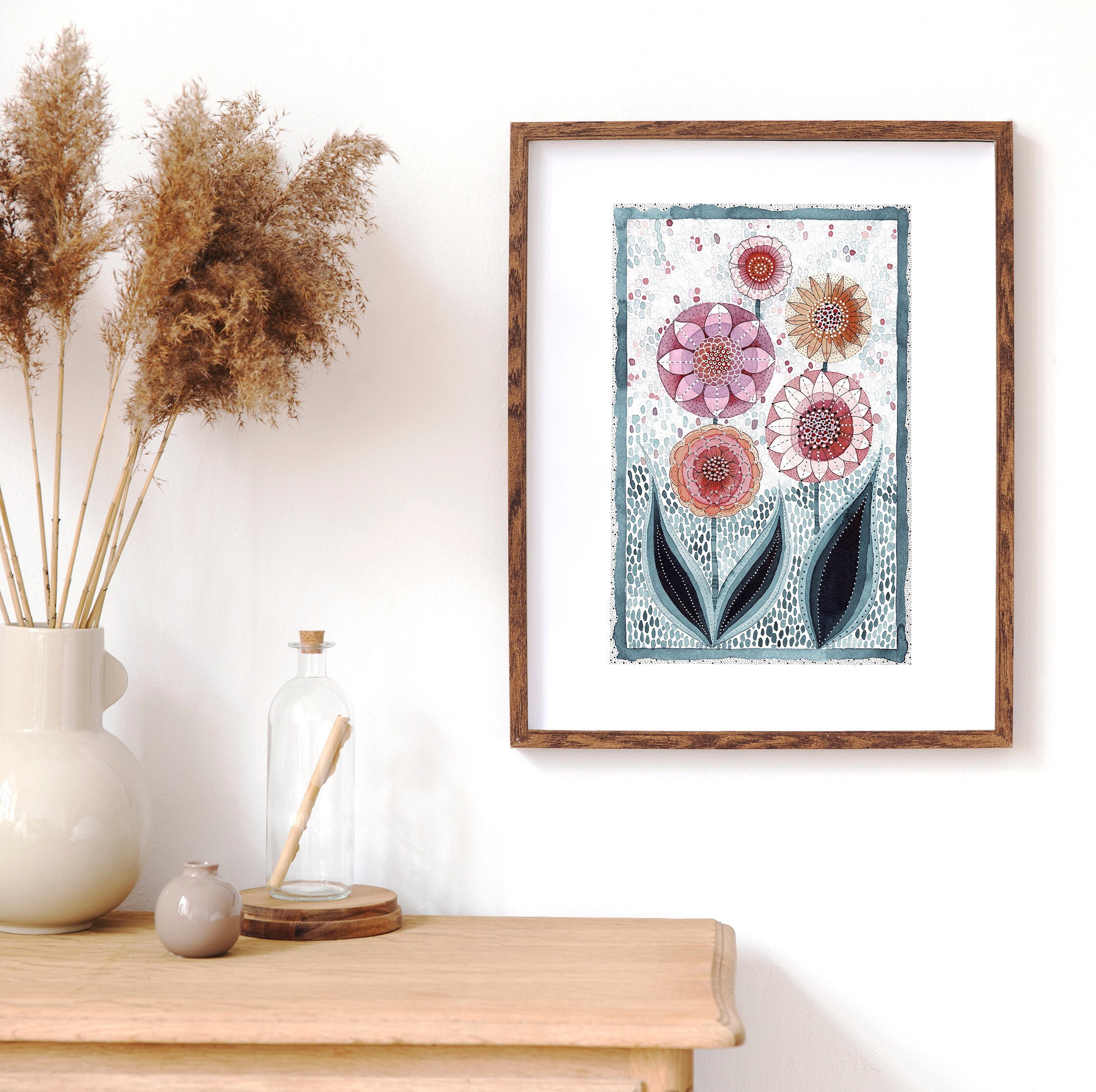 A4 Giclée Print Flower Posey Abstract Watercolour - Etsy