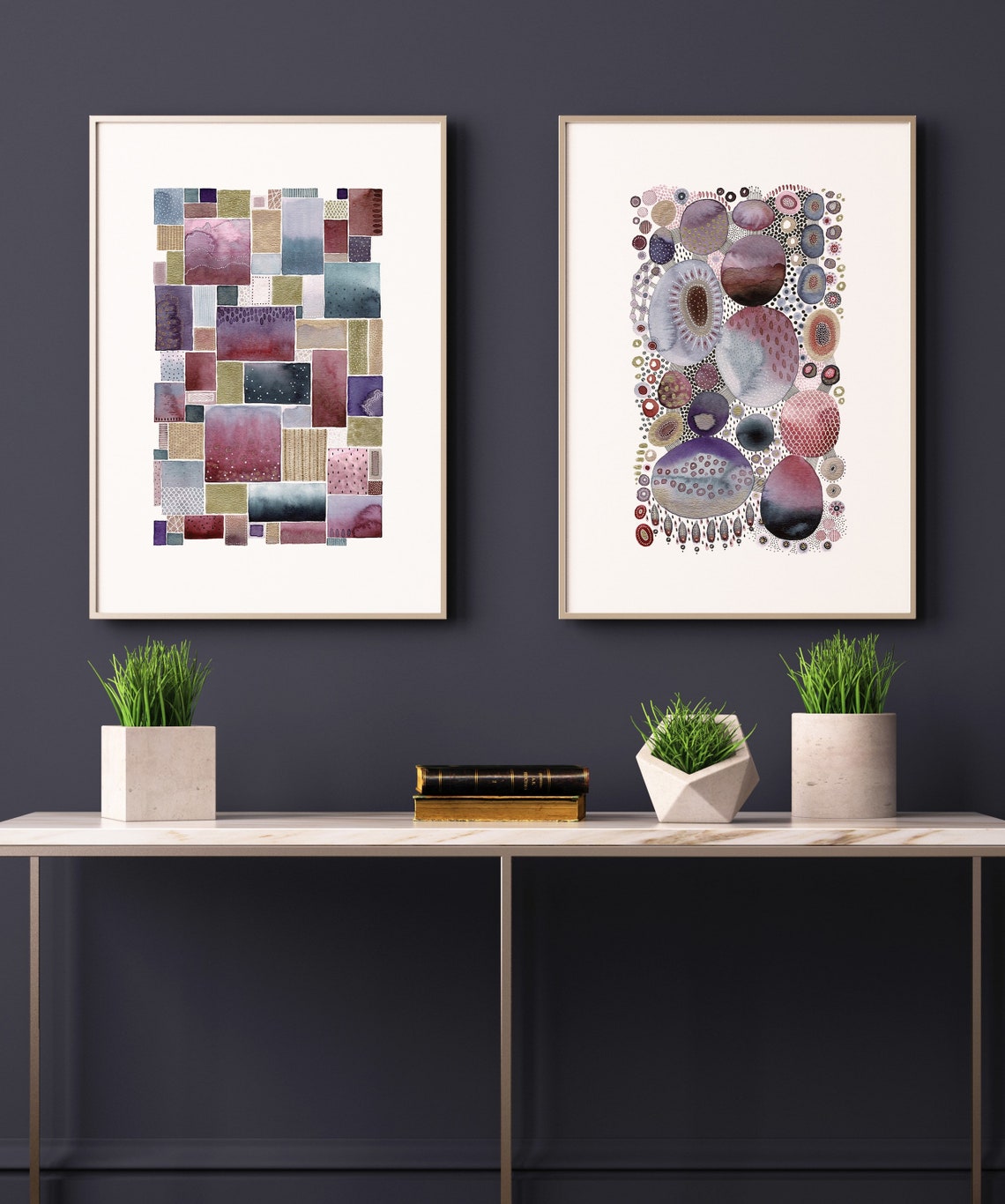 A3 Giclée Print - Purple Puddles Abstract Watercolour - Etsy