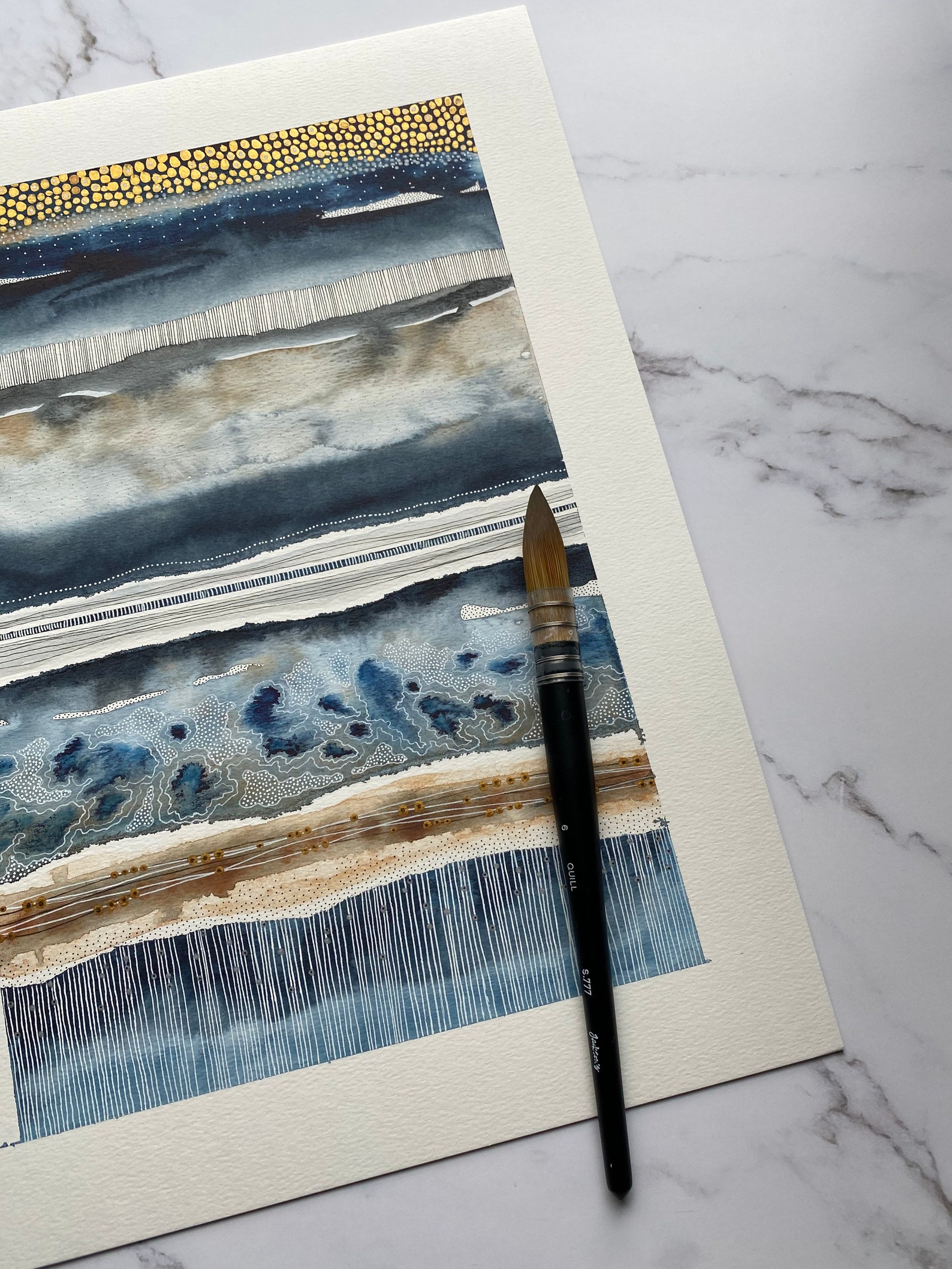 A3 Giclée Print Stormy Skies Stripe Watercolour - Etsy