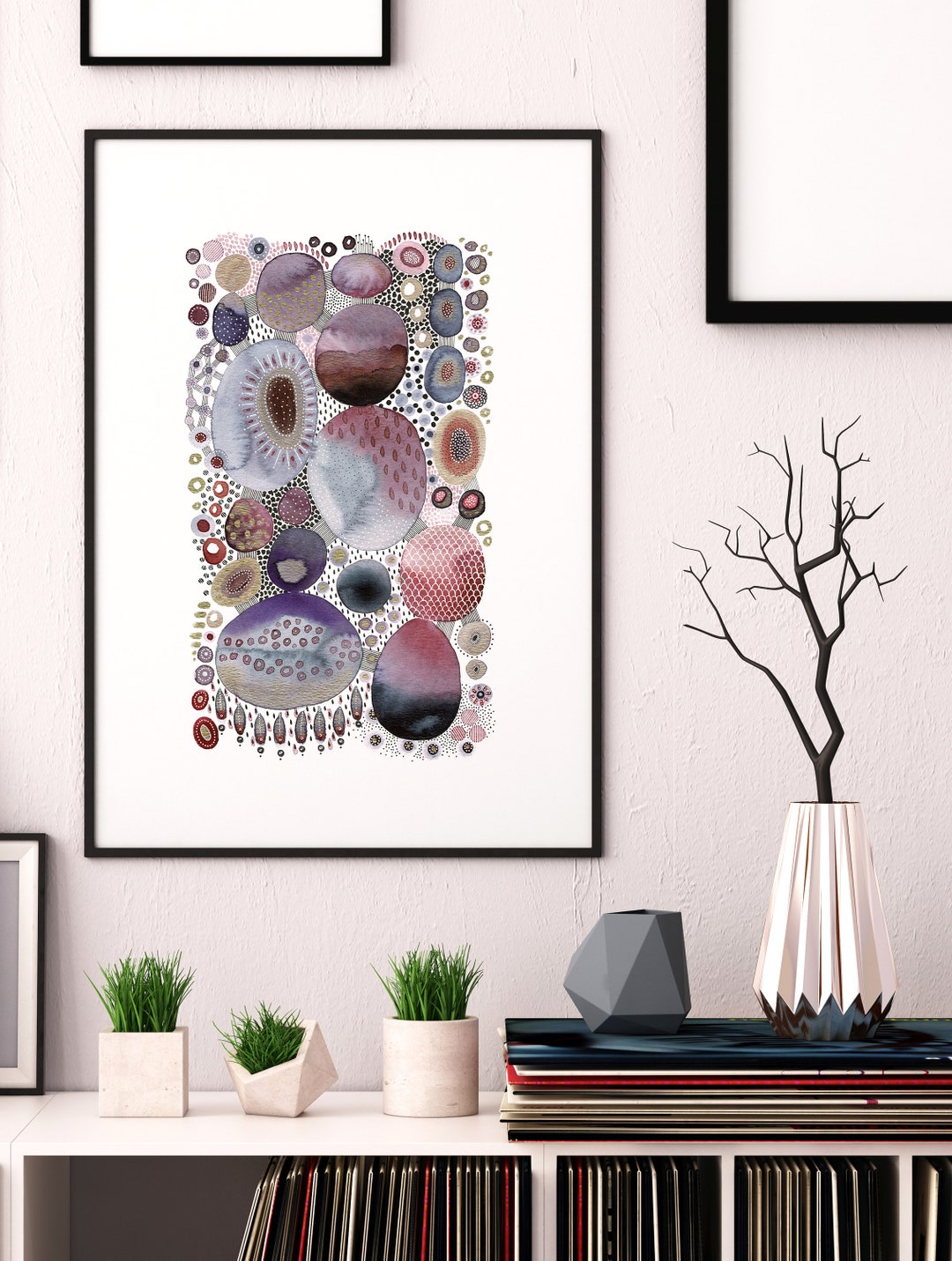 A3 Giclée Print - Purple Puddles Abstract Watercolour - Etsy
