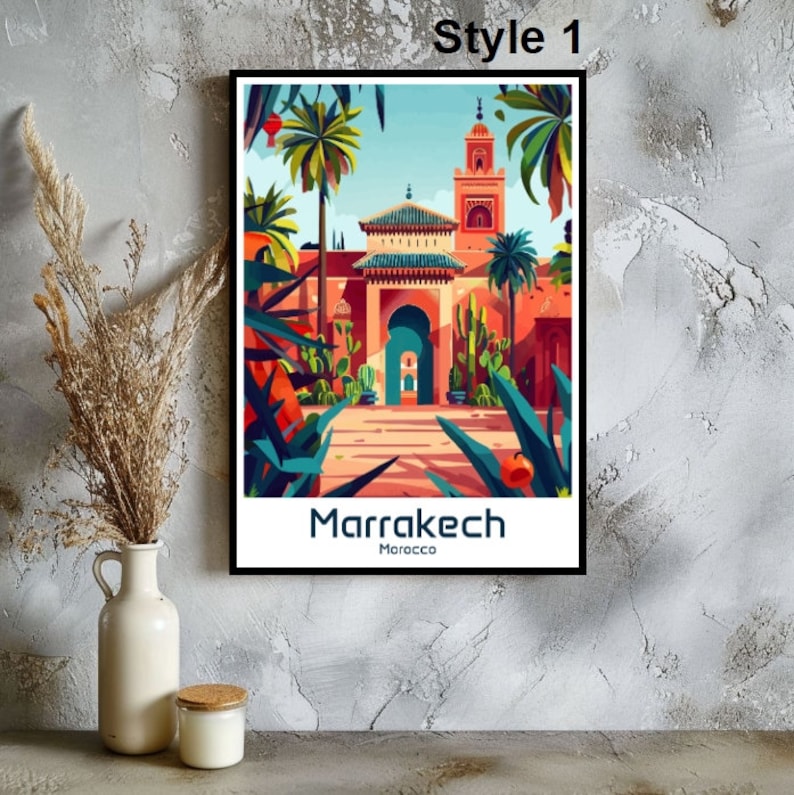 Marrakech Morocco Poster Travel Print Wall Morocco Marrakech Poster ...