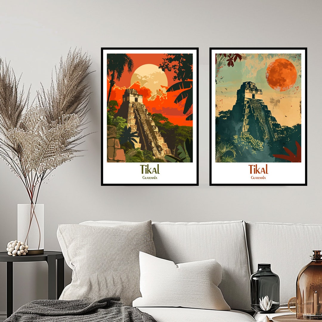 Tikal National Park Guatemala Travel Poster Print Wall Guatemala Tikal ...