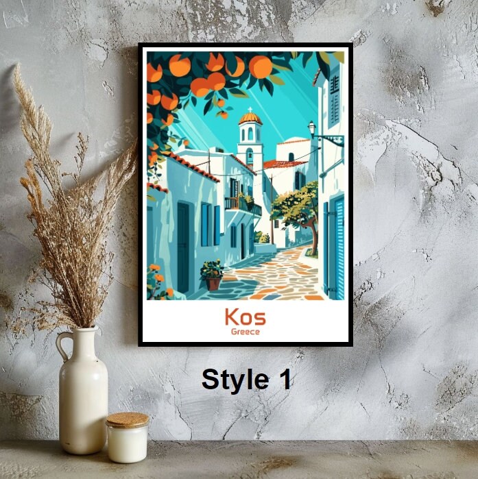 Kos Greece Poster Travel Print Wall Greece Kos Poster Wall Home Decor ...