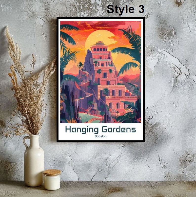 Hanging Gardens of Babylon Poster Travel Print Wall Hanging Gardens ...