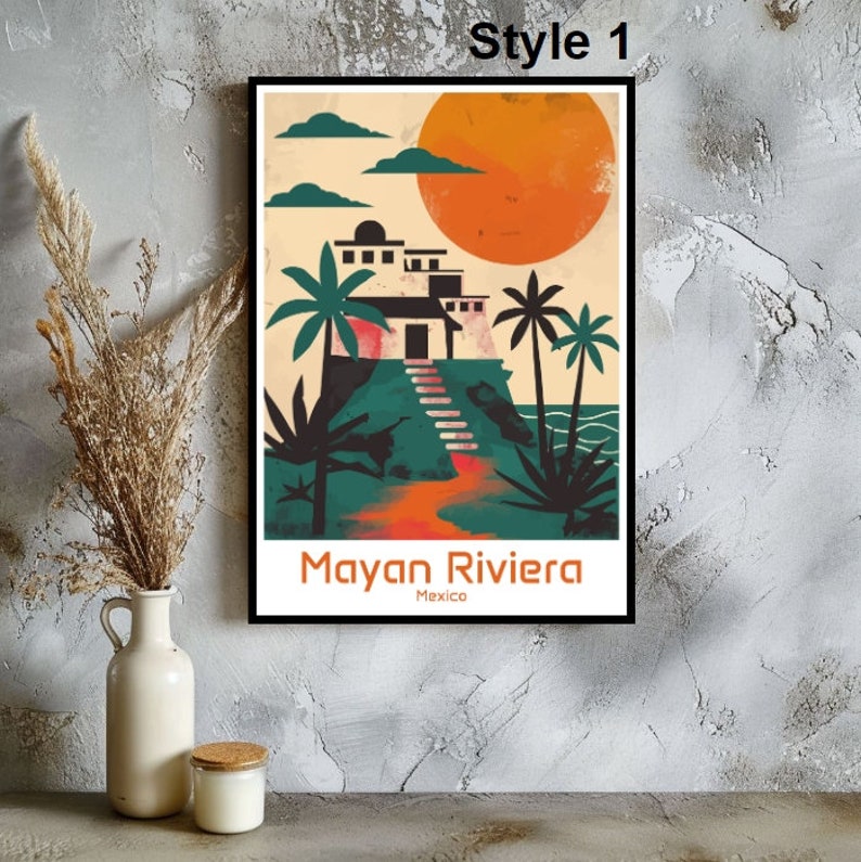 Mayan Riviera Mexico Travel Poster Print Wall Mexico Riviera Maya ...