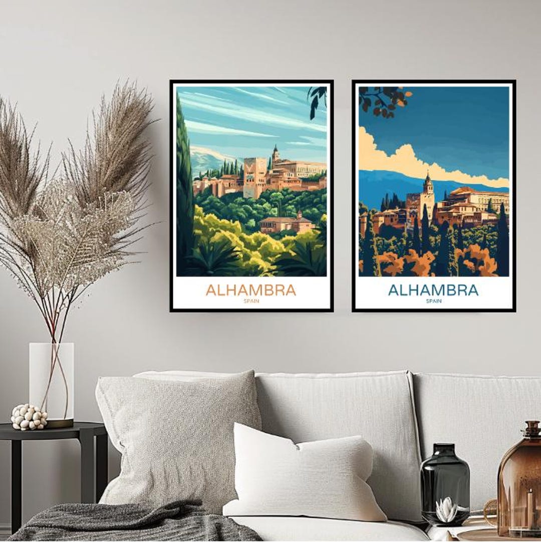 Alhambra Spain Poster Travel Print Alhambra Palace Andalusia Granada ...