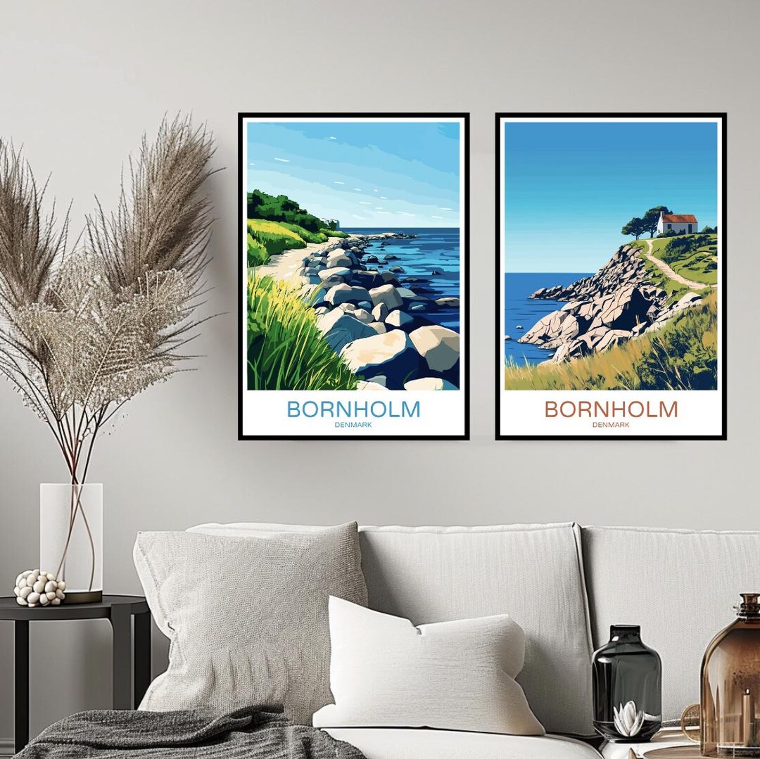 Bornholm Denmark Poster Travel Print Bornholm Atlantic Ocean Cities ...