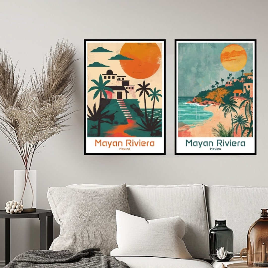 Mayan Riviera Mexico Travel Poster Print Wall Mexico Riviera Maya ...