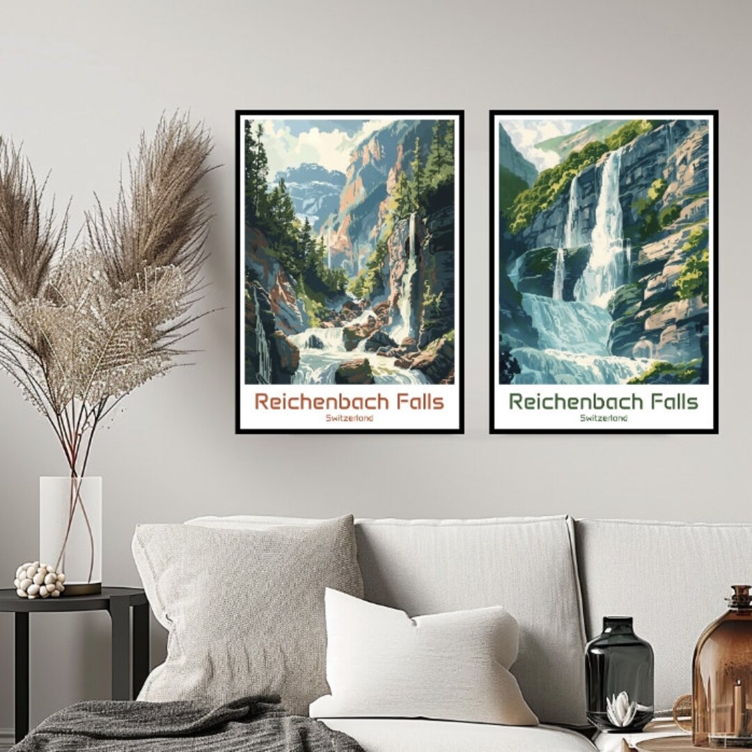Reichenbach Falls Switzerland Poster Travel Print Waterfall Poster Wall ...