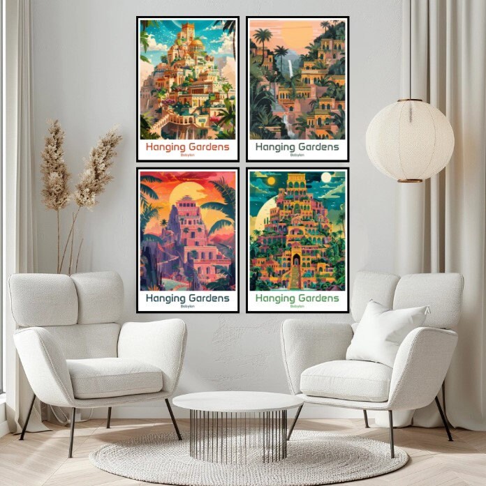 Hanging Gardens of Babylon Poster Travel Print Wall Hanging Gardens ...