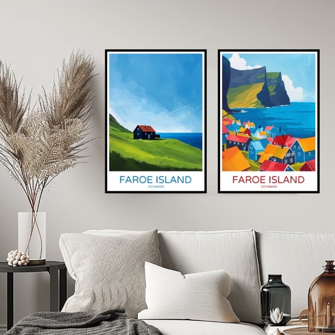 Faroe Island Denmark Poster Travel Print Faroe Island Atlantic Ocean ...