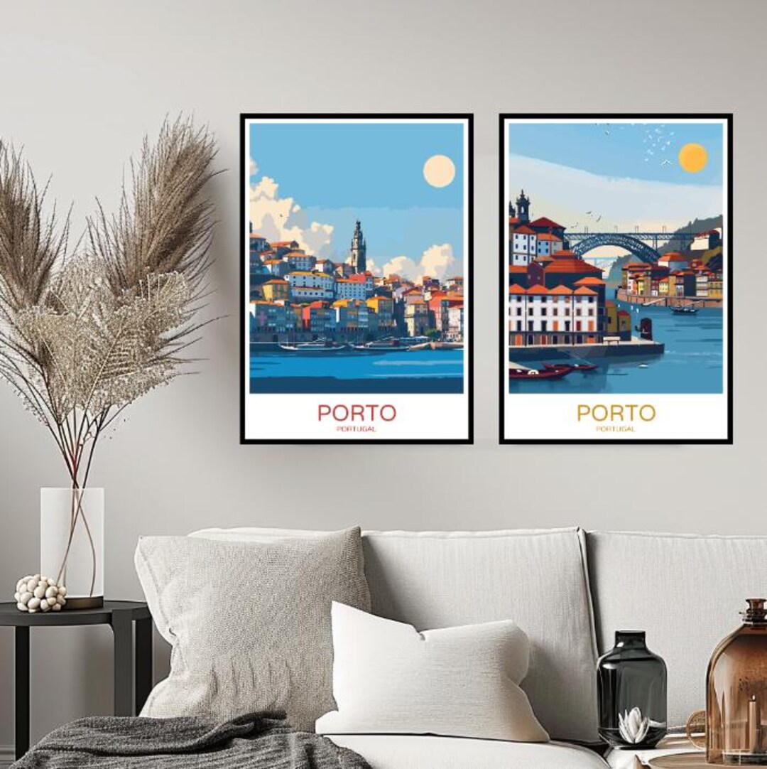 Porto Skyline Portugal Poster Travel Print Porto Douro River Norte ...
