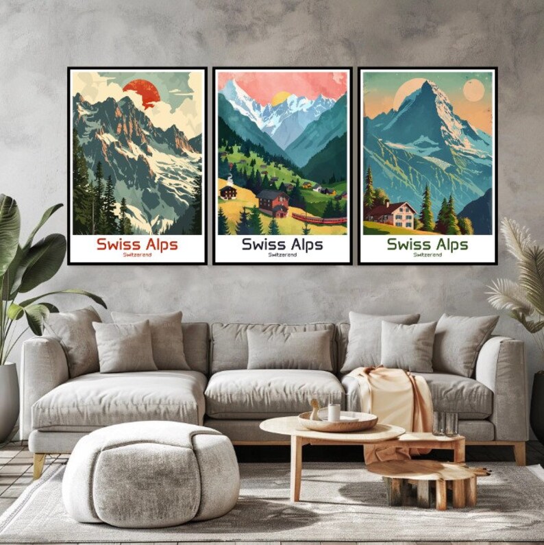 Swiss Alps Switzerland Poster Travel Print Wall Switzerland Alps Poster ...