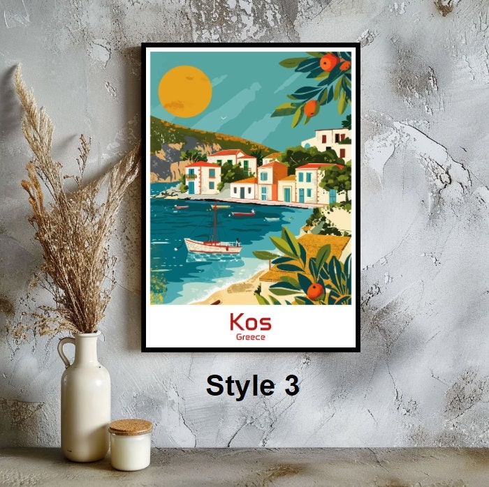 Kos Greece Poster Travel Print Wall Greece Kos Poster Wall Home Decor ...