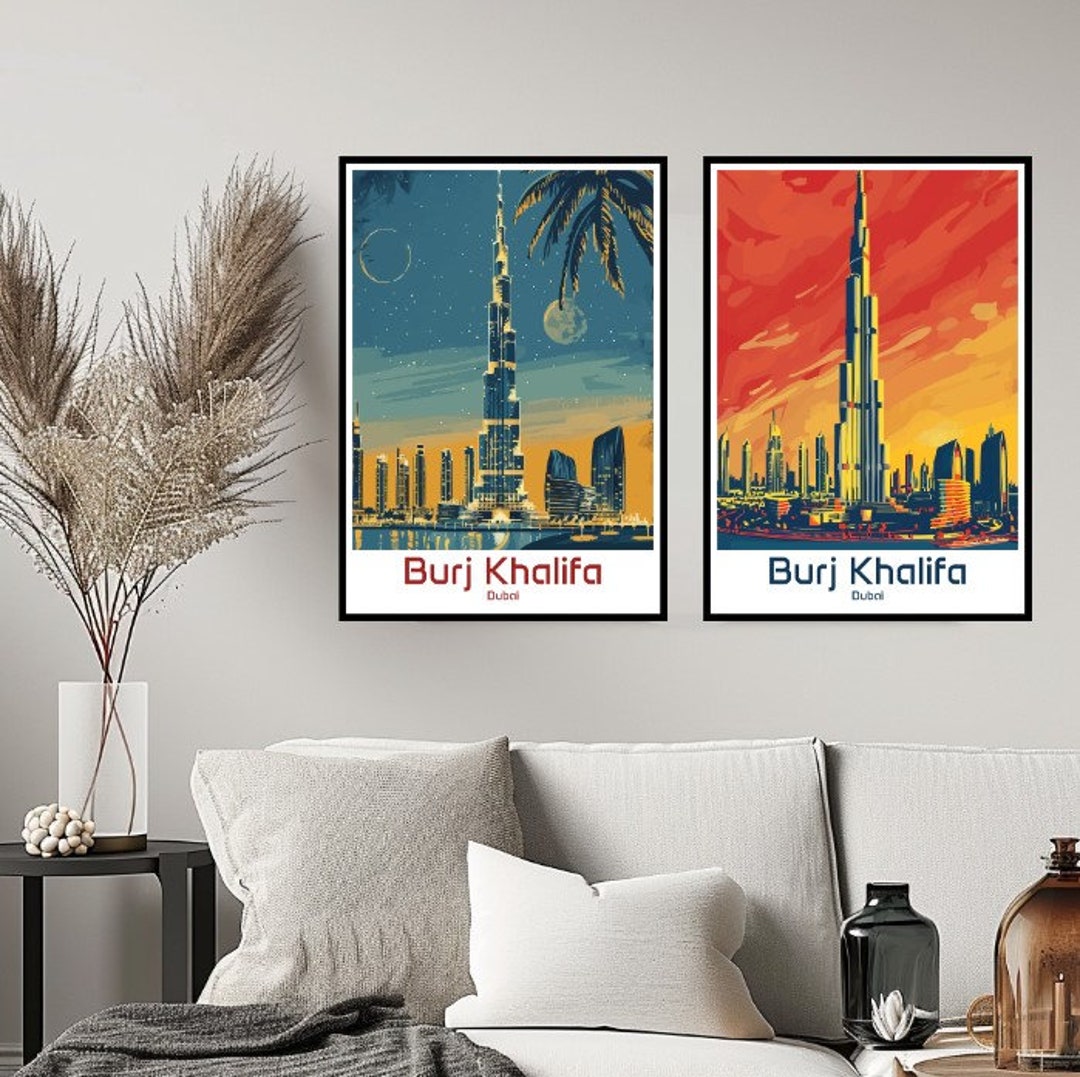 Burj Khalifa Dubai Poster Travel Print Wall Burj Khalifa Poster Wall ...